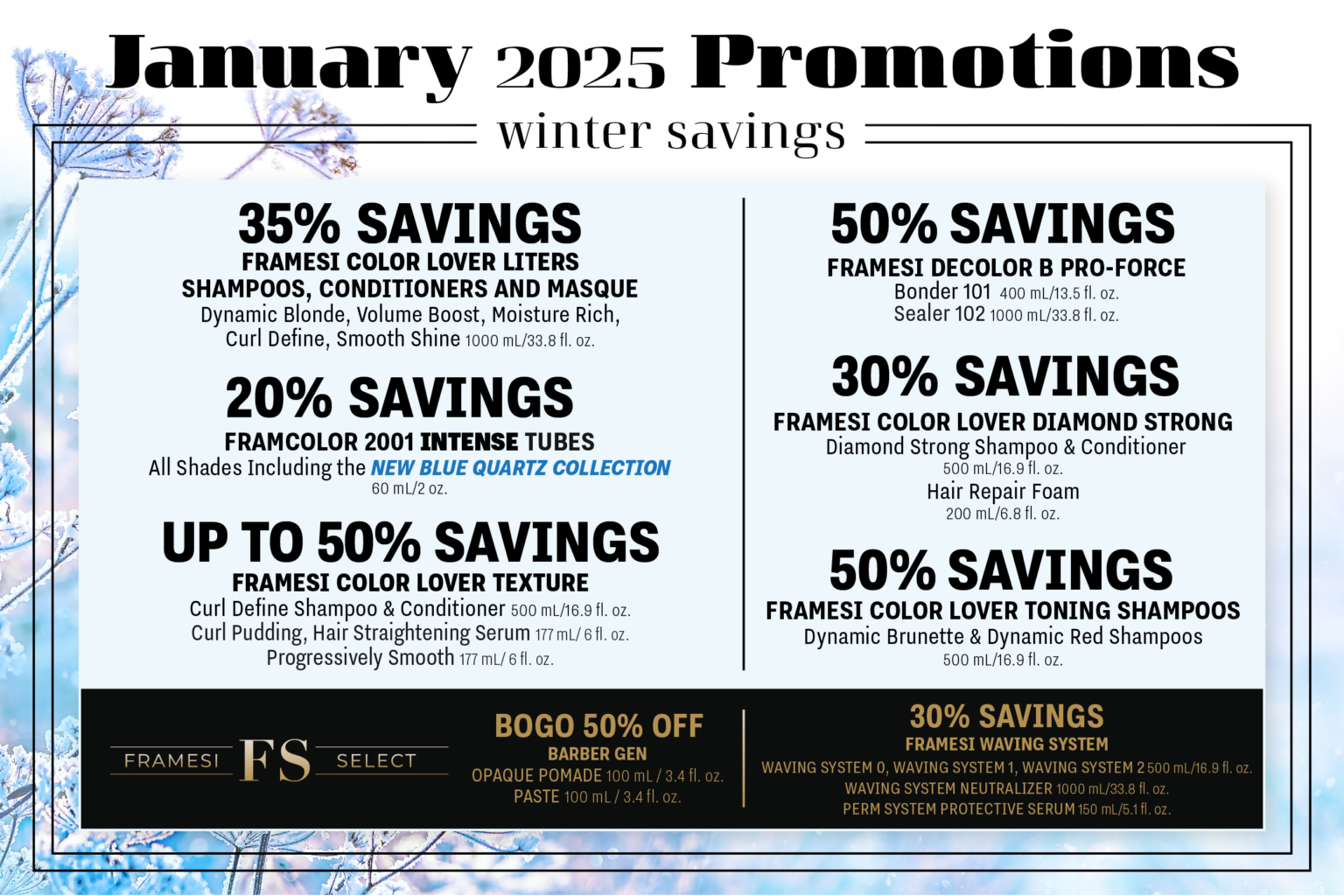 framesi monthly promotions and specials