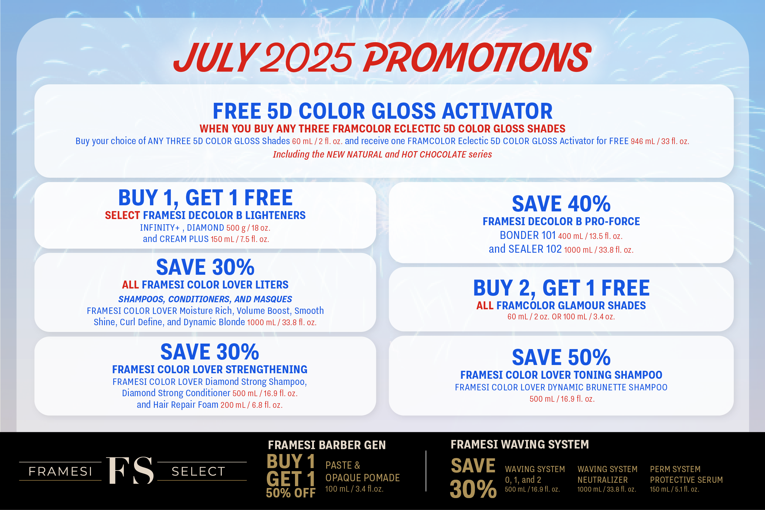 framesi monthly promotions and specials